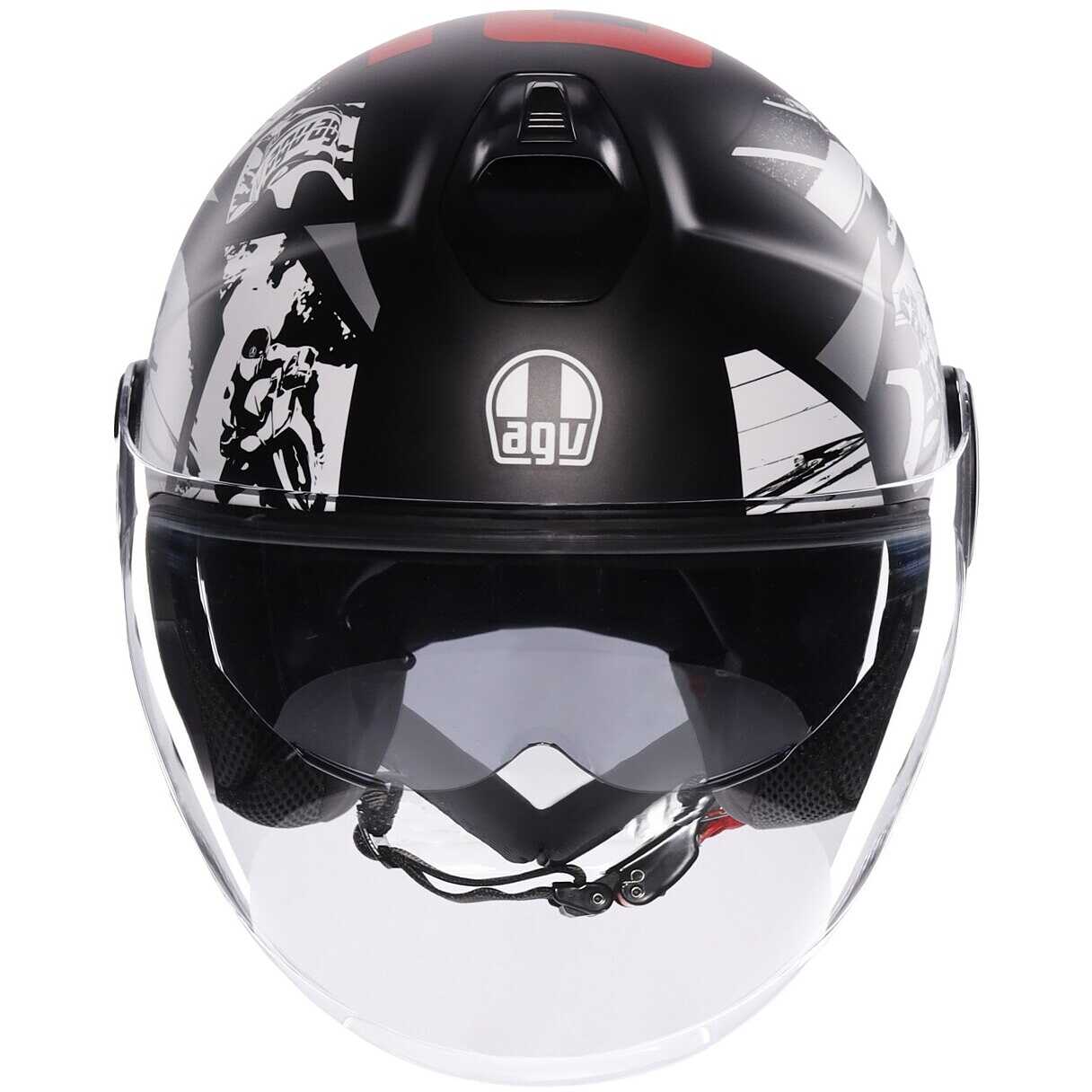 AGV ETERES HISTORY Jet Motorcycle Helmet Matt Black White Red For Sale Online - Outletmoto.eu