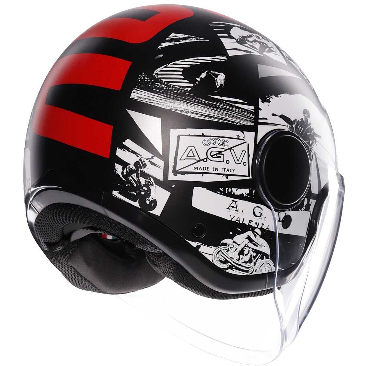 AGV ETERES HISTORY Jet Motorcycle Helmet Matt Black White Red For Sale ...