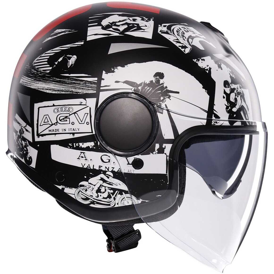AGV ETERES HISTORY Jet Motorcycle Helmet Matt Black White Red For Sale ...