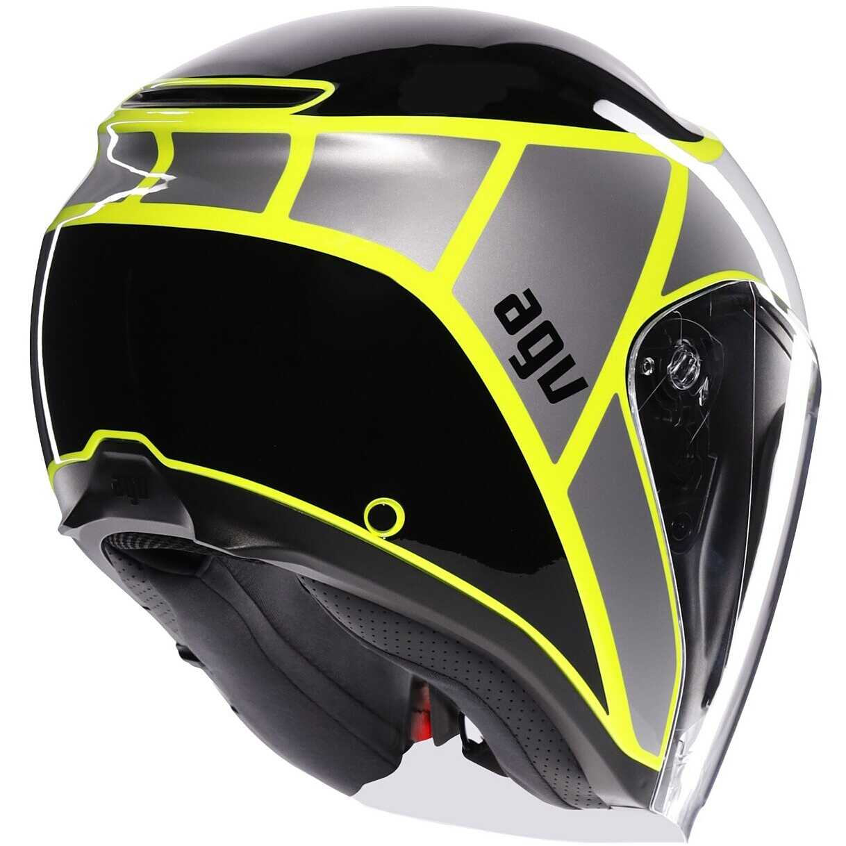 AGV IRIDES DAVAO Jet Motorcycle Helmet Black Grey Fluorescent Yellow ...