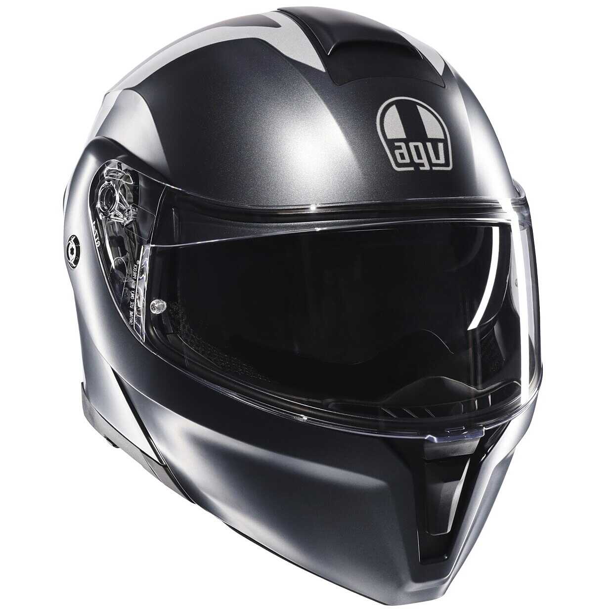 Agv STREETMODULAR RESIA Modular Motorcycle Helmet Matt Grey Silver Red ...