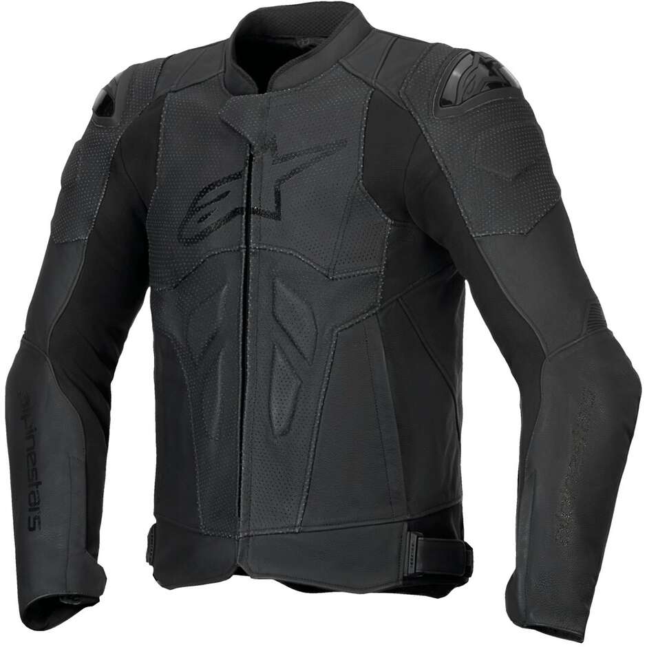 Alpinestars DUSK AIRFLOW Leather Motorcycle Jacket Black Black For Sale ...