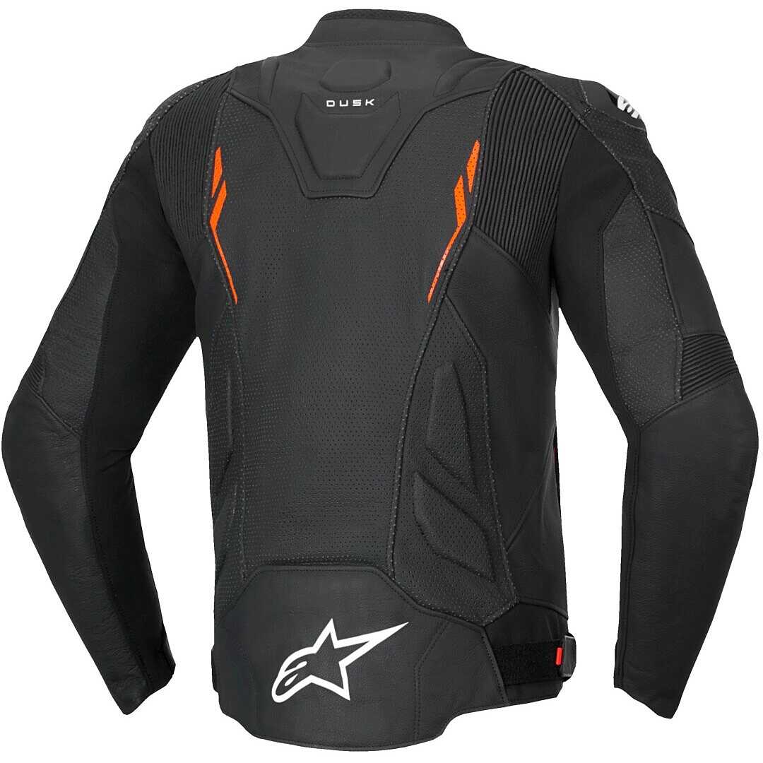 Alpinestars DUSK AIRFLOW Leather Motorcycle Jacket Black Fluorescent ...