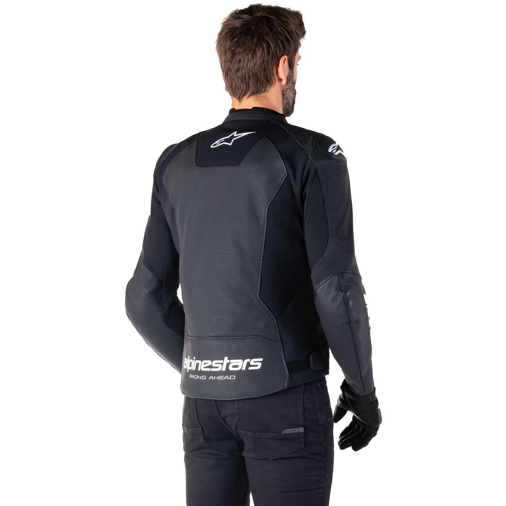 Alpinestars FASTER V3 AIRFLOW Leather Motorcycle Jacket Black White For ...