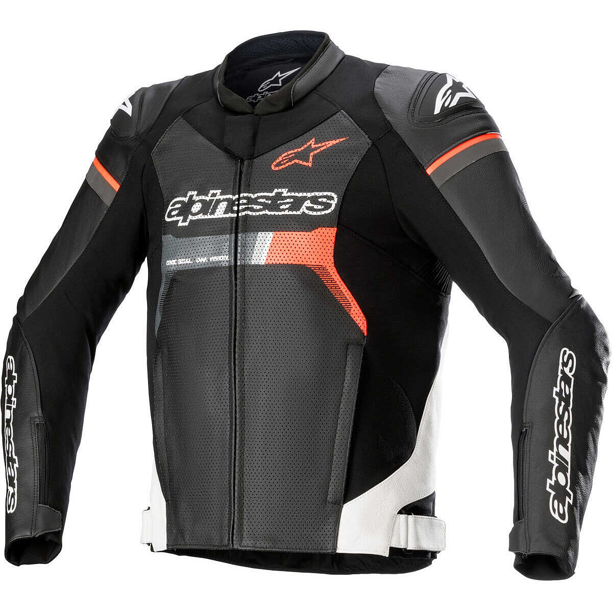 Alpinestars GP FORCE AIRFLOW Leather Motorcycle Jacket Fluo Red White ...