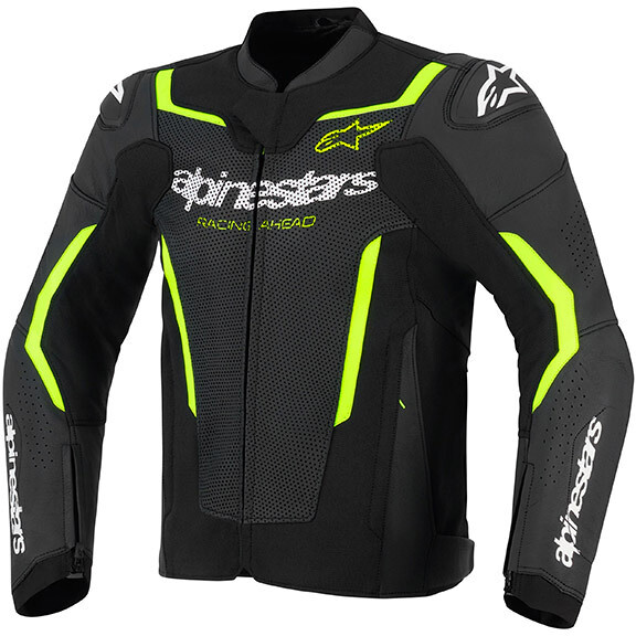 Alpinestars GP FORCE V2 Airflow Leather Motorcycle Jacket Black Yellow ...
