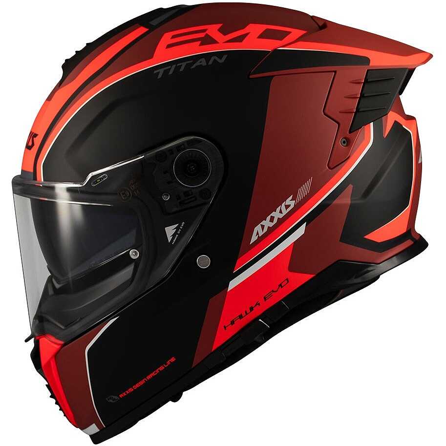 Axxis FF122SV Hawk Evo SV Dark Titan B5 Black Red Full Face Motorcycle ...