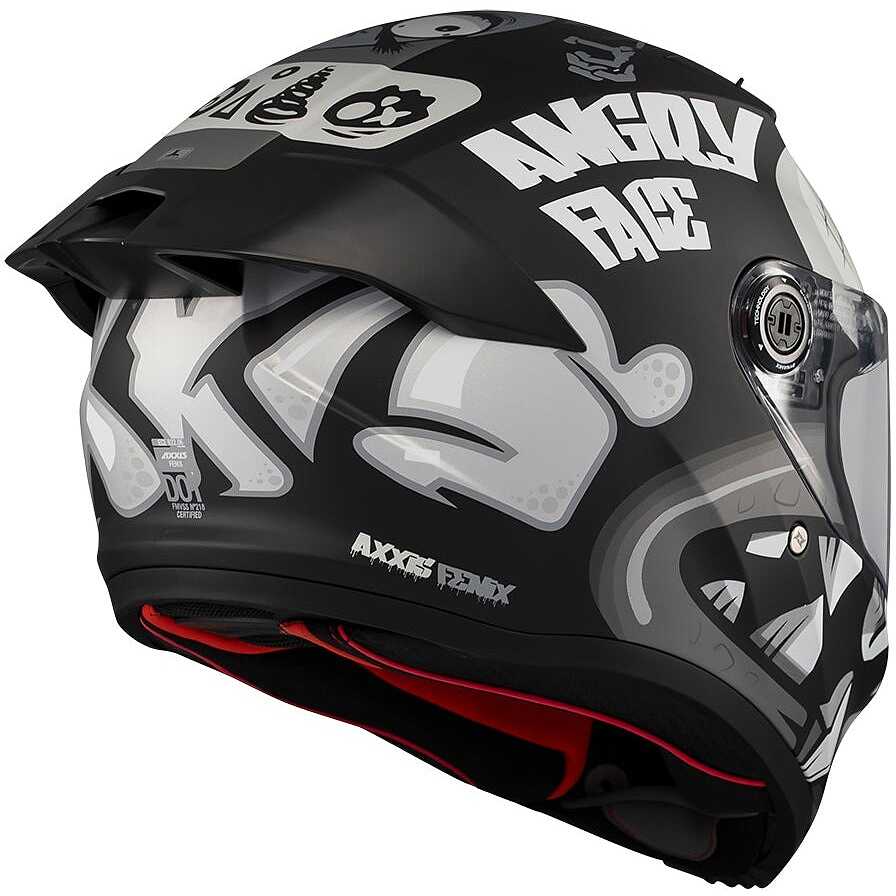 Axxis FF132 Fenix Angry Face B2 Full Face Motorcycle Helmet Black White ...