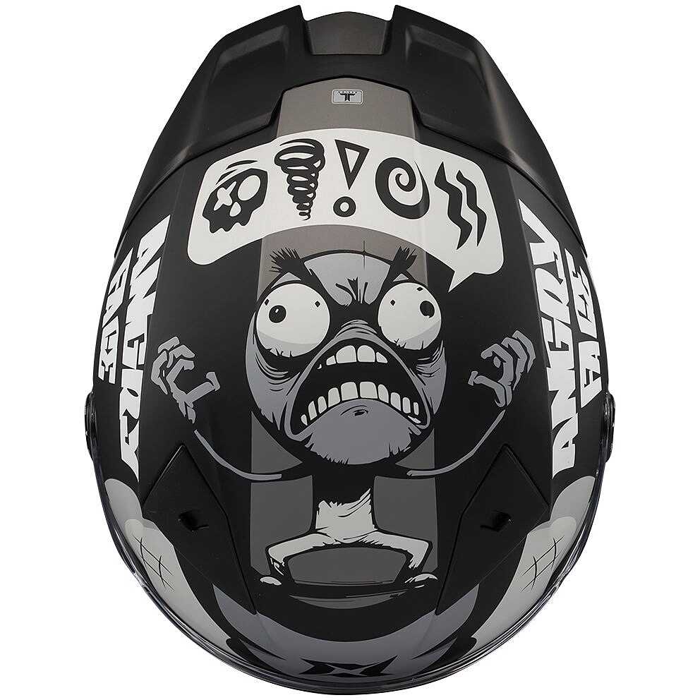 Axxis FF132 Fenix Angry Face B2 Full Face Motorcycle Helmet Black White ...