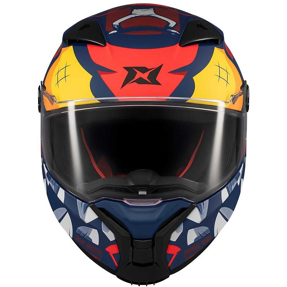 Axxis FF132 Fenix Angry Face C5 Orange Blue Full Face Motorcycle Helmet ...