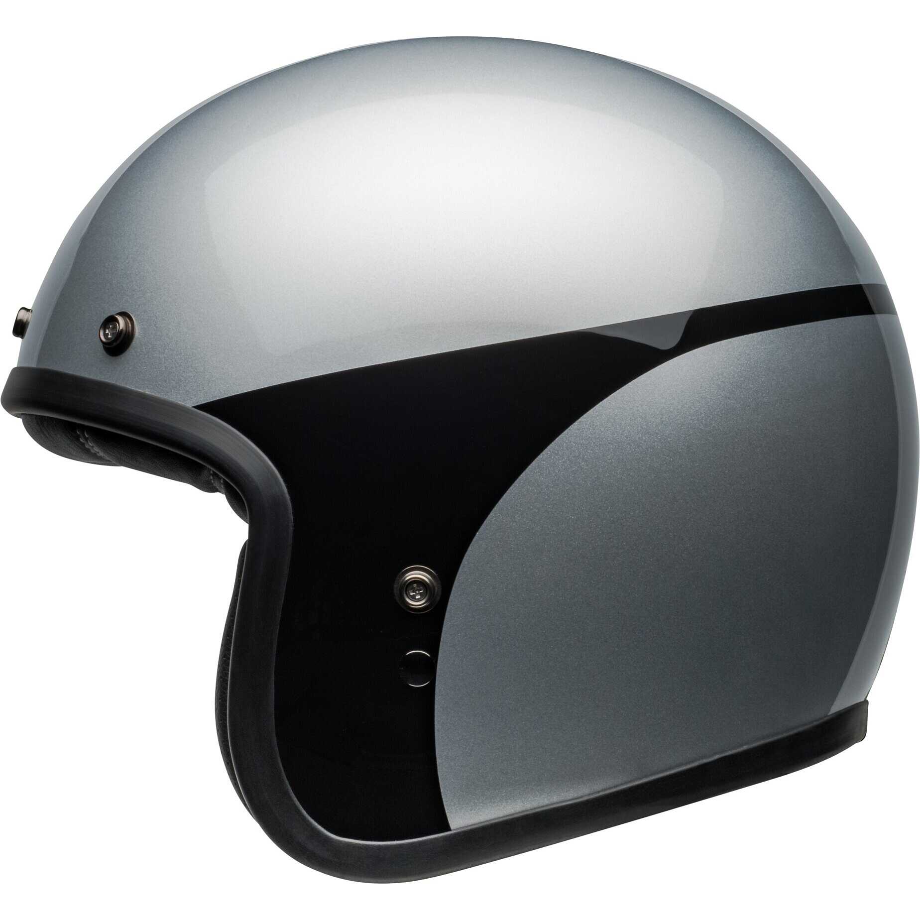 Bell CUSTOM 500 CHASSIS Jet Cafe Racer Motorcycle Helmet Silver Black ...