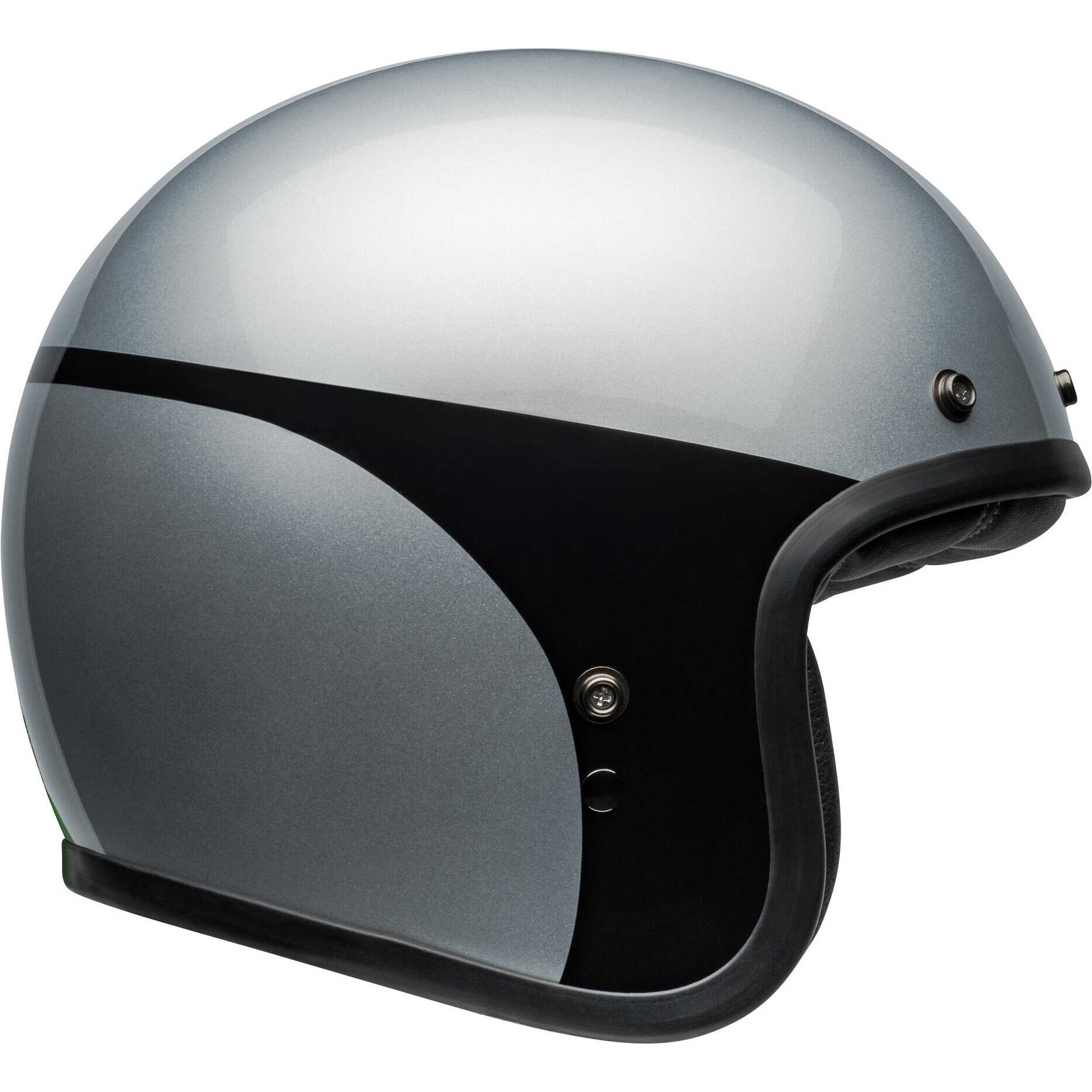 Bell CUSTOM 500 CHASSIS Jet Cafe Racer Motorcycle Helmet Silver Black ...