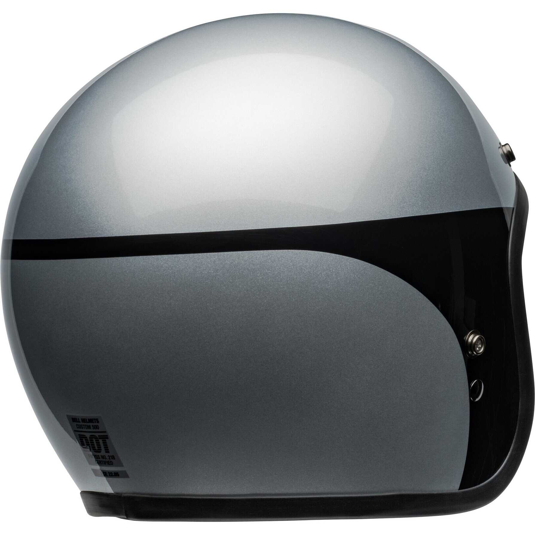 Bell CUSTOM 500 CHASSIS Jet Cafe Racer Motorcycle Helmet Silver Black ...