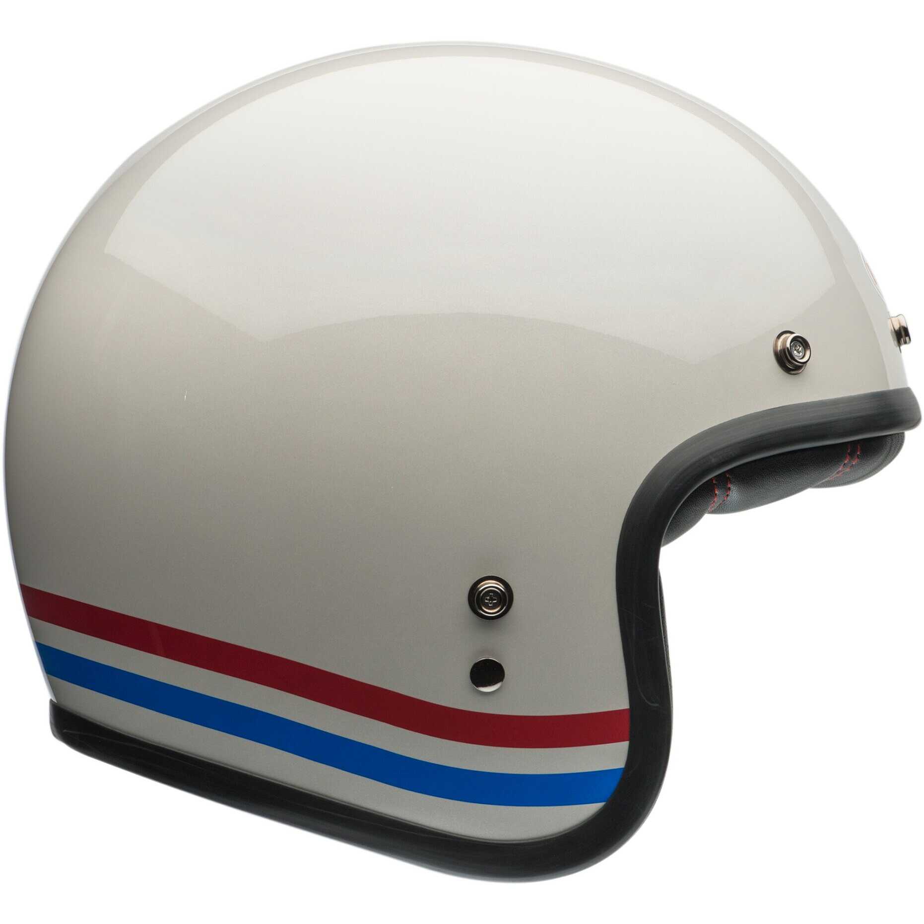 Bell CUSTOM 500 STRIPES Jet Cafe Racer Motorcycle Helmet Pearl White ...