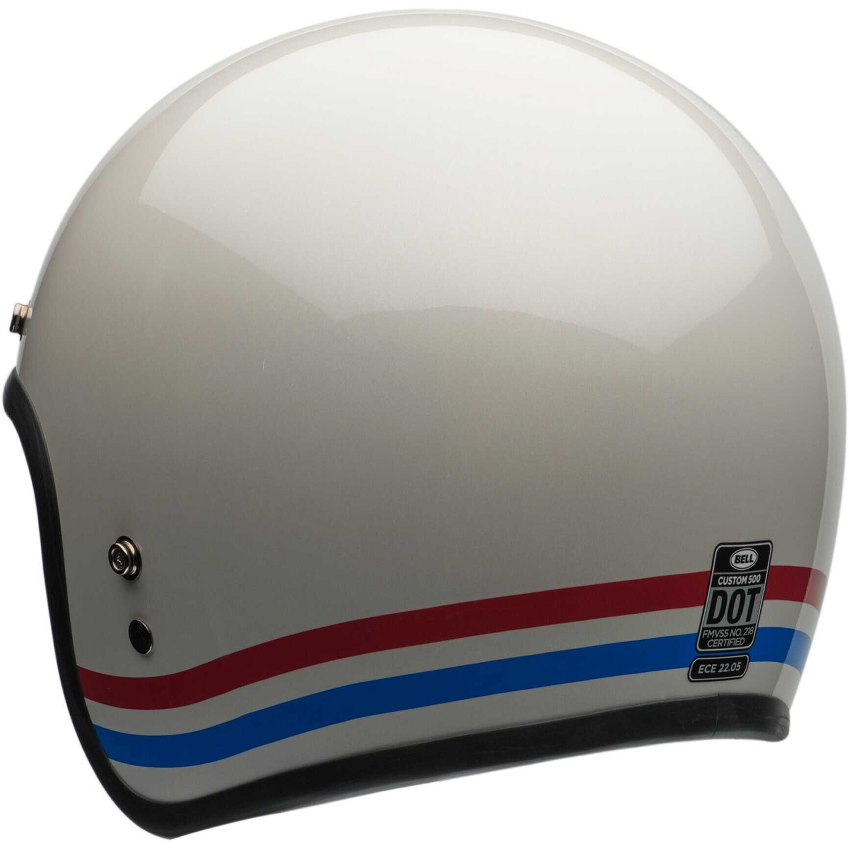 Bell CUSTOM 500 STRIPES Jet Cafe Racer Motorcycle Helmet Pearl White ...
