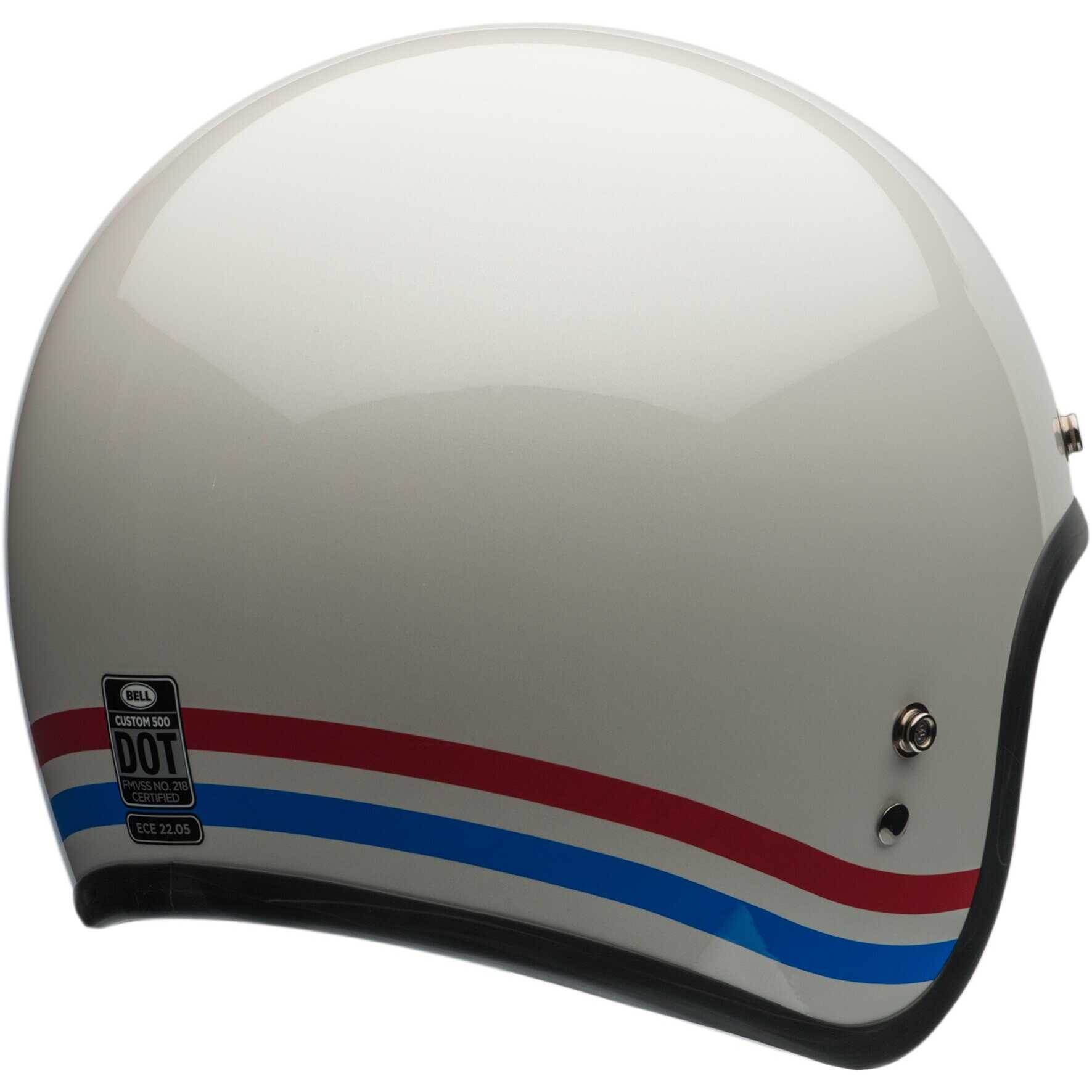 Bell CUSTOM 500 STRIPES Jet Cafe Racer Motorcycle Helmet Pearl White ...