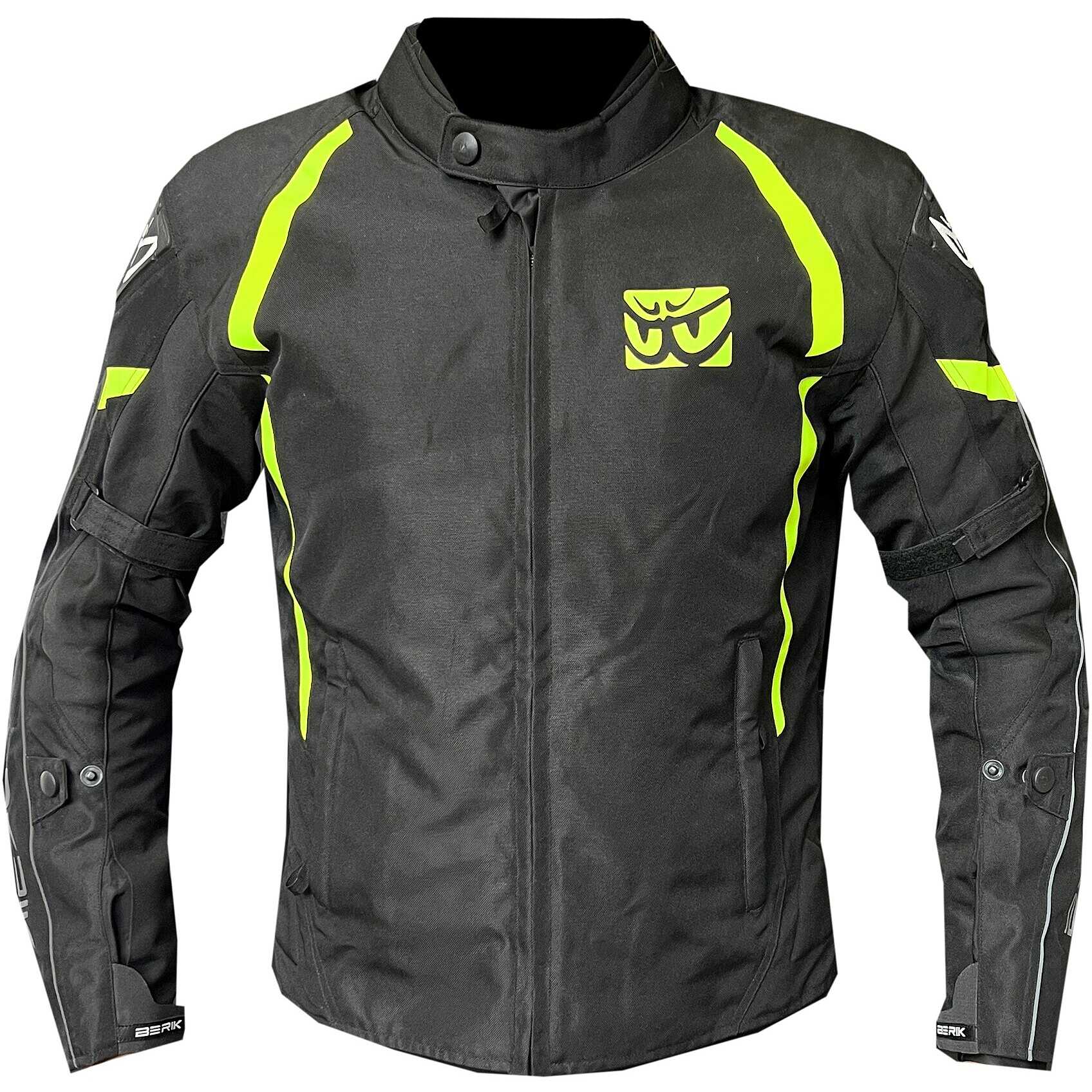 Berik 2.0 NJ-223301-EL WP Technical Fabric Motorcycle Jacket Black Fluorescent Yellow For Sale ...