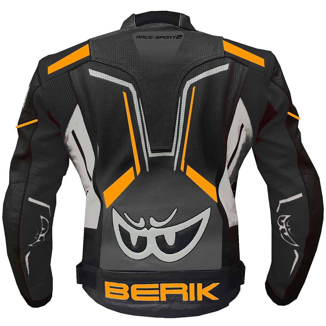 Berik 2.0 Technical Motorcycle Jacket in Leather LJ 181334-A Sport Black White Orange For Sale ...