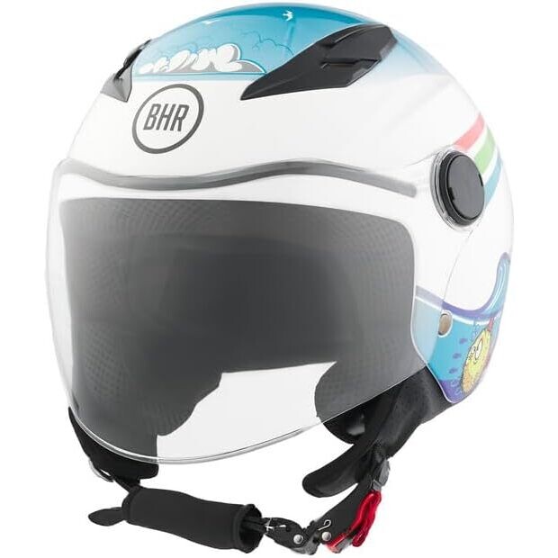 BHR 838 CHILDREN Sea White Blue Jet Motorcycle Helmet For Sale Online ...