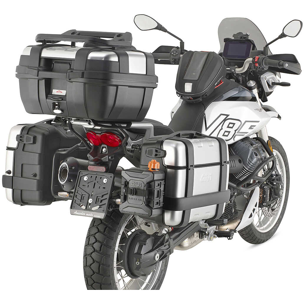 Black tubular engine guard Integrated slider Givi TN8203 For MOTO GUZZI ...