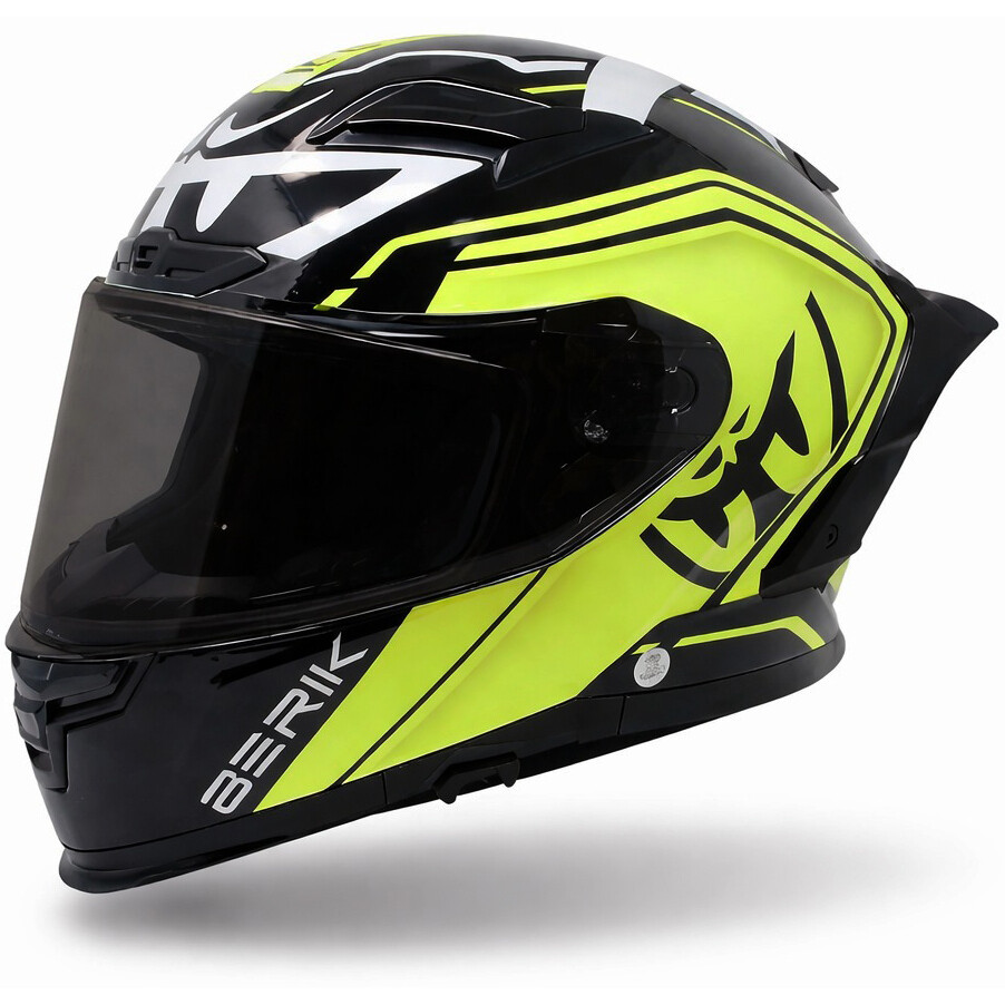Casco Moto Integrale Berik Doppia Visiera FF871 Racing Nero Giallo Fluo ...