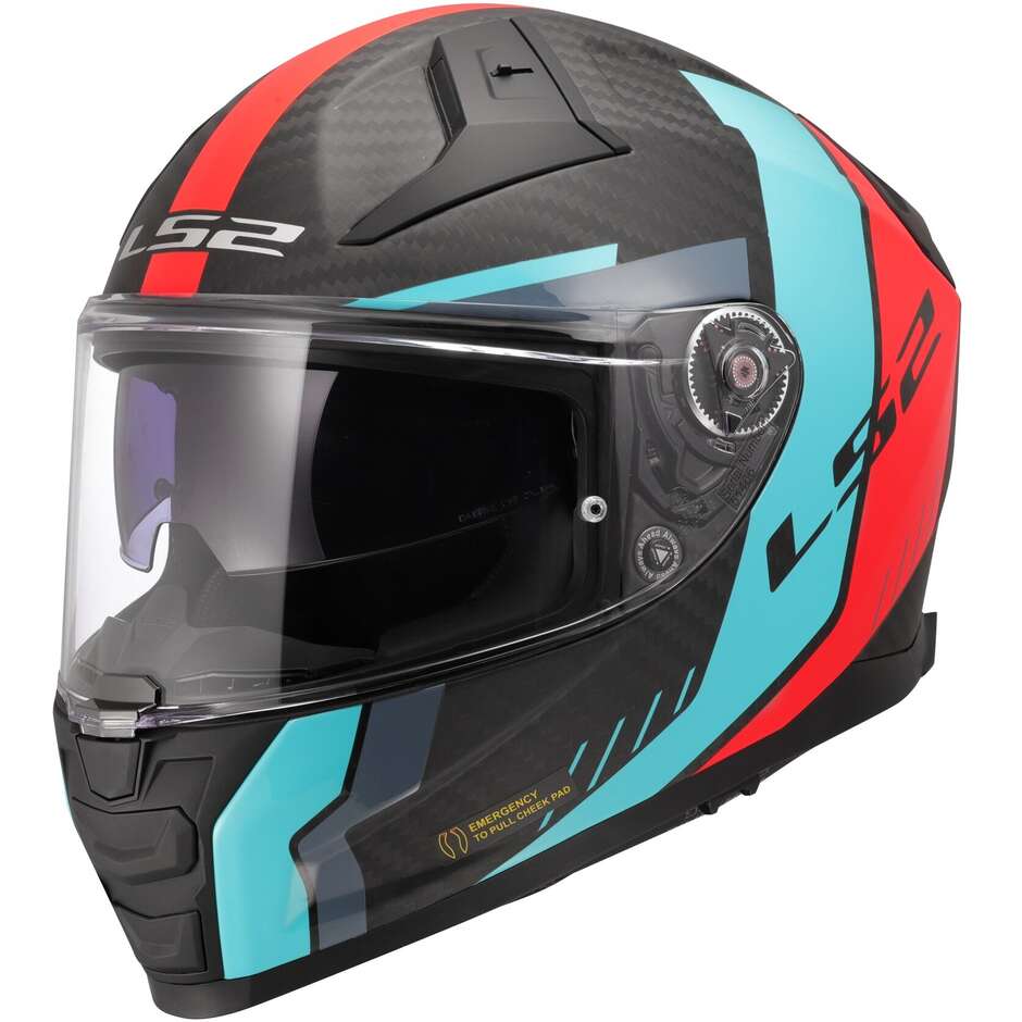 Casco Moto Integrale In Carbonio LS2 FF811 VECTOR II CARBON GRID Rosso ...