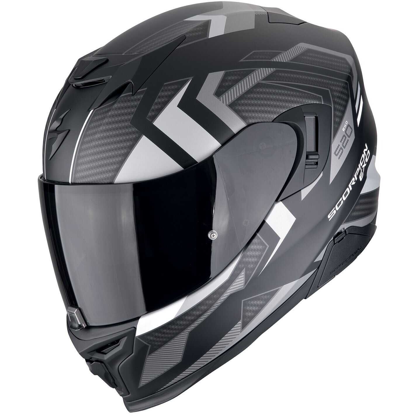 Casco Moto Integrale Scorpion EXO-520 EVO AIR SENSUS Nero opaco Argento ...