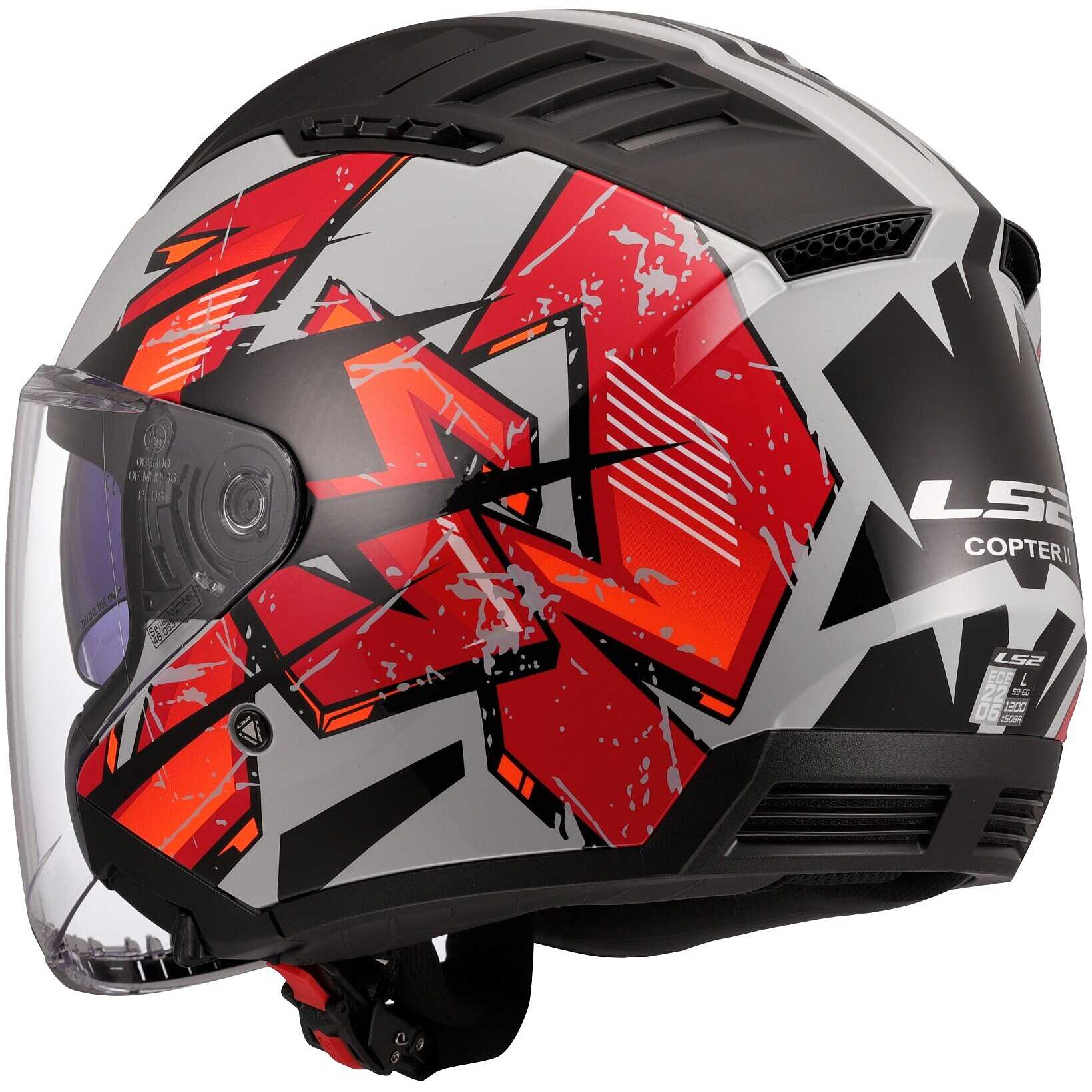 Casco Moto Jet LS2 OF600 COPTER II KANJI LIGHT Grigio Vendita Online ...