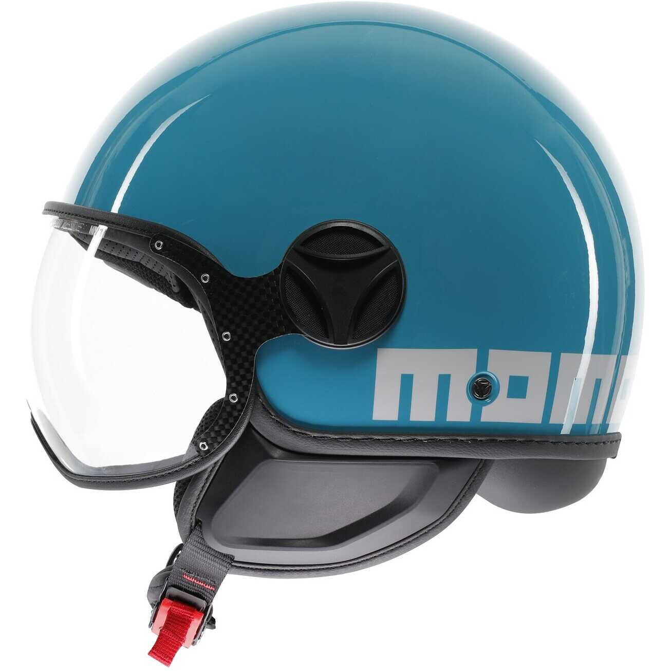 Casco Moto Jet Momo Design FGTR CLASSIC Candy Lake Blu Bianco Vendita ...