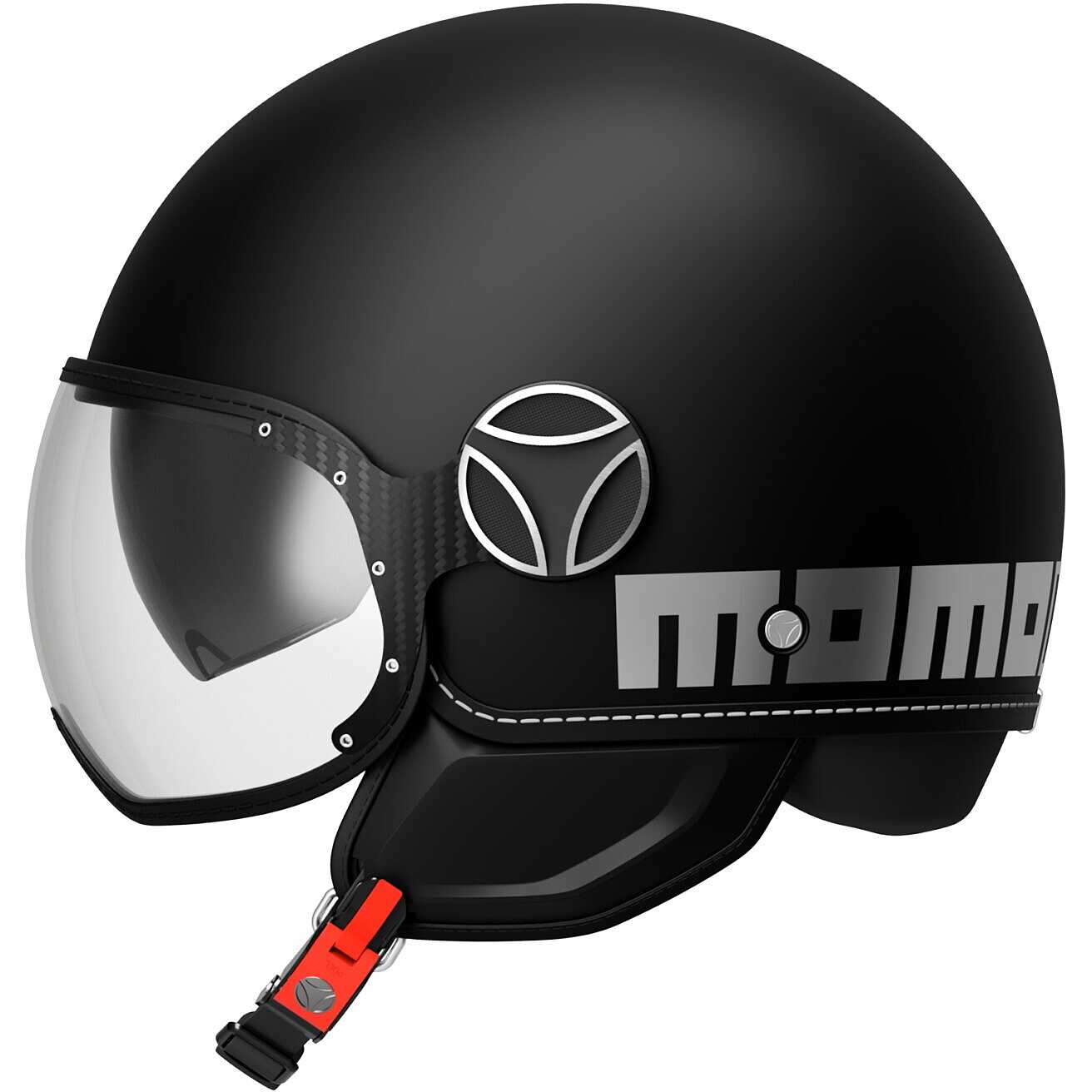 Casco Moto Jet Momo Design FGTR EVO Mono Nero Opaco Silver Vendita ...