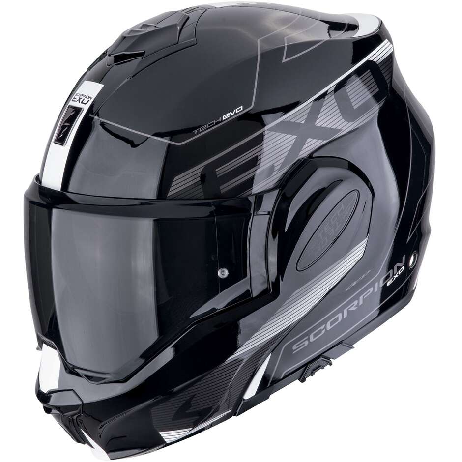 Casco Moto Modulare P/J Scorpion EXO-TECH EVO TRAVELLER Nero Bianco ...