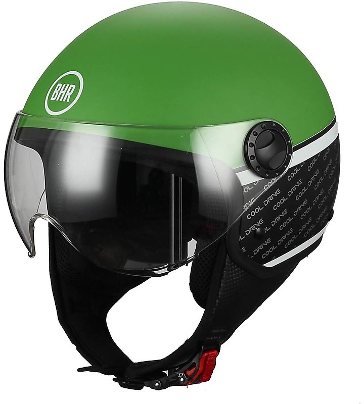 Casque de moto Demi-Jet Visière bombée BHR 801 Cool Drive Vert Vente en ...