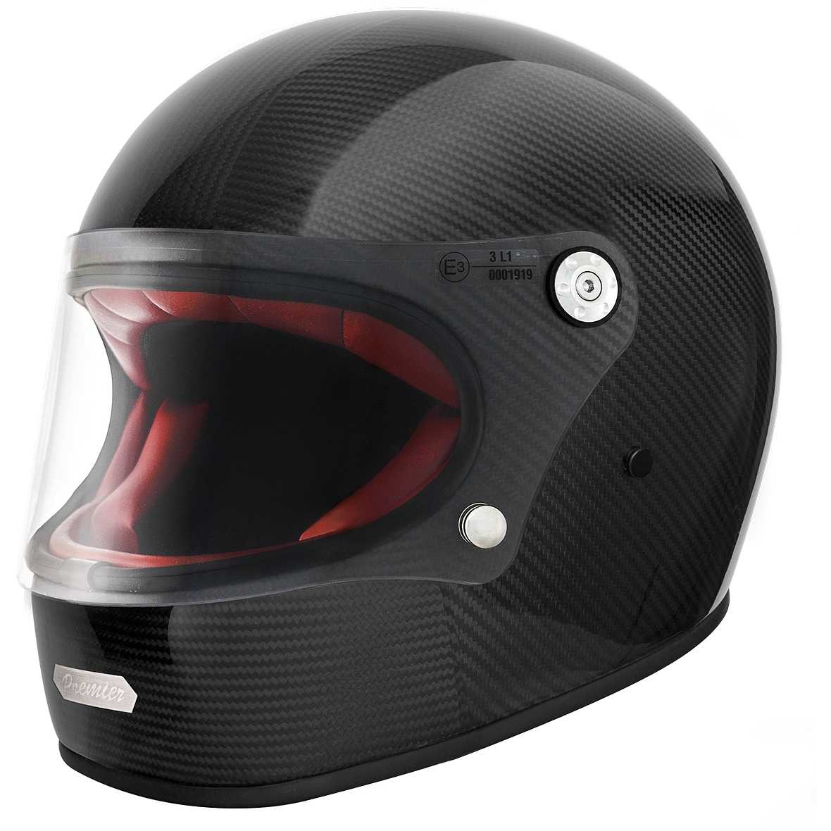 Casque de moto intégral en Custom Carbon Premier TROPHY Glossy Carbon ...