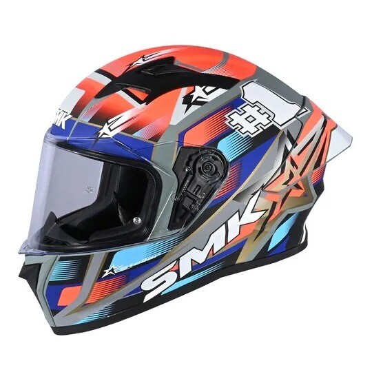 Casque de moto intégral SMK Stellar Uno Sport MA657 rouge bleu Vente en ...
