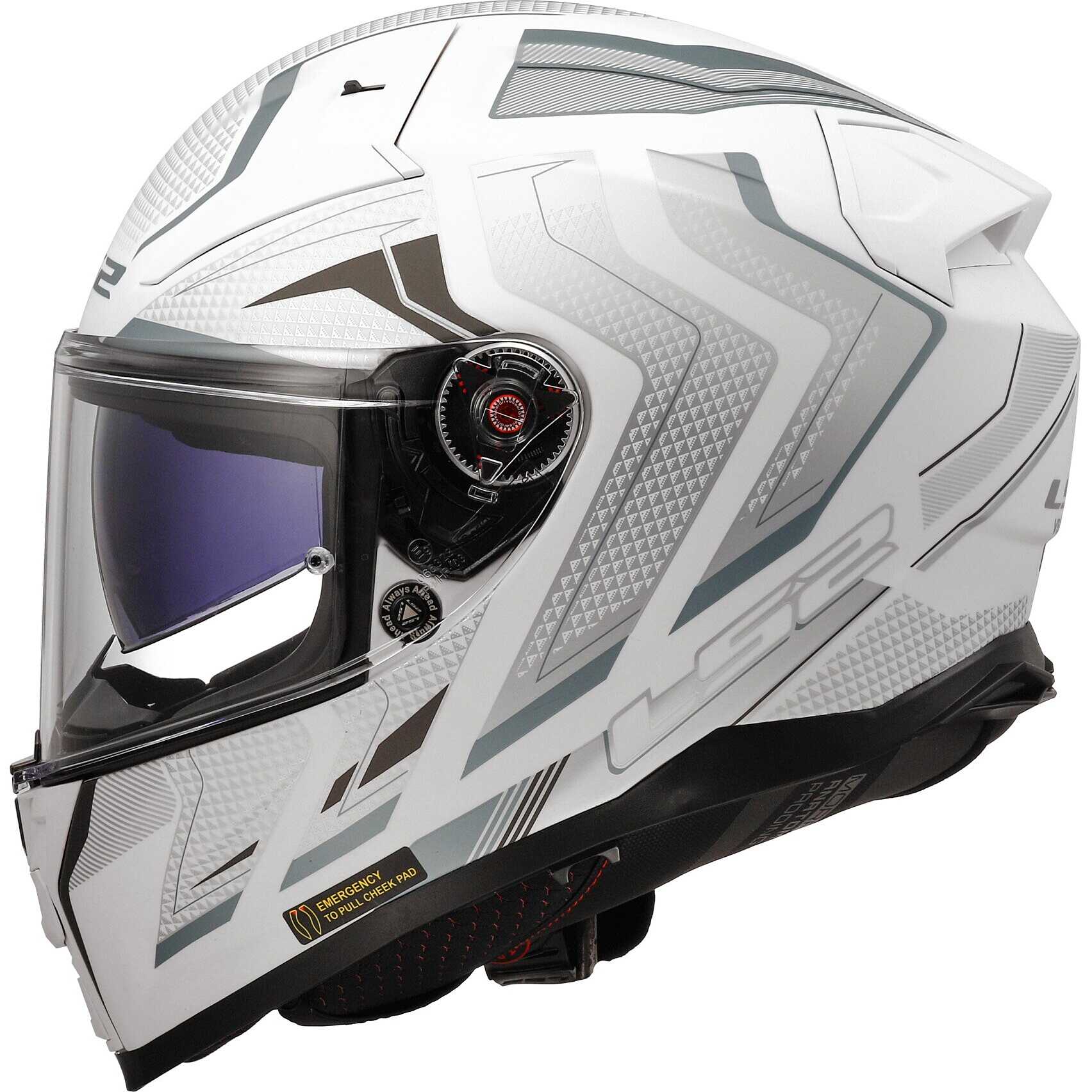 Casque de moto intégral en HPFC Ls2 FF811 VECTOR II ALIZER blanc argent mat Vente en Ligne ...