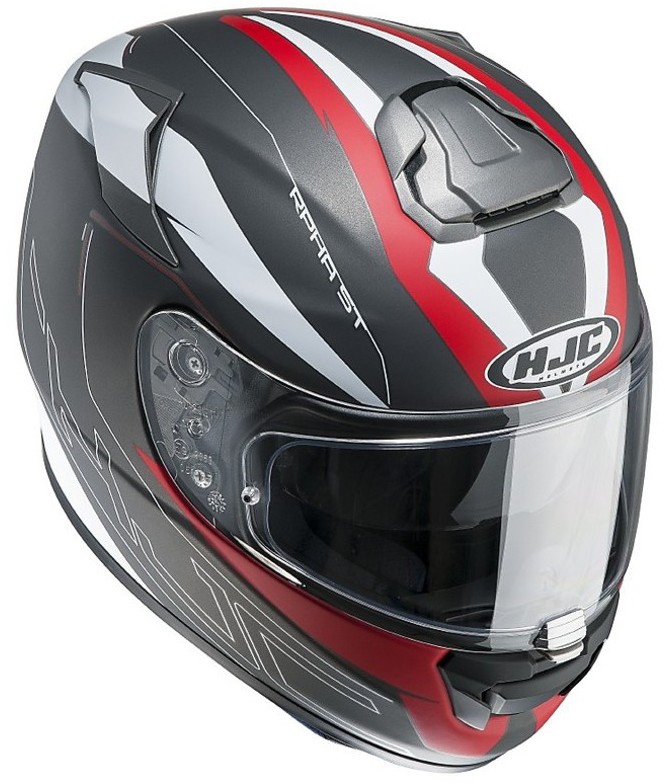Casque de moto intégral Hjc RPHA ST Gardien de serment à double visière blanc gris rouge MC-1F ...