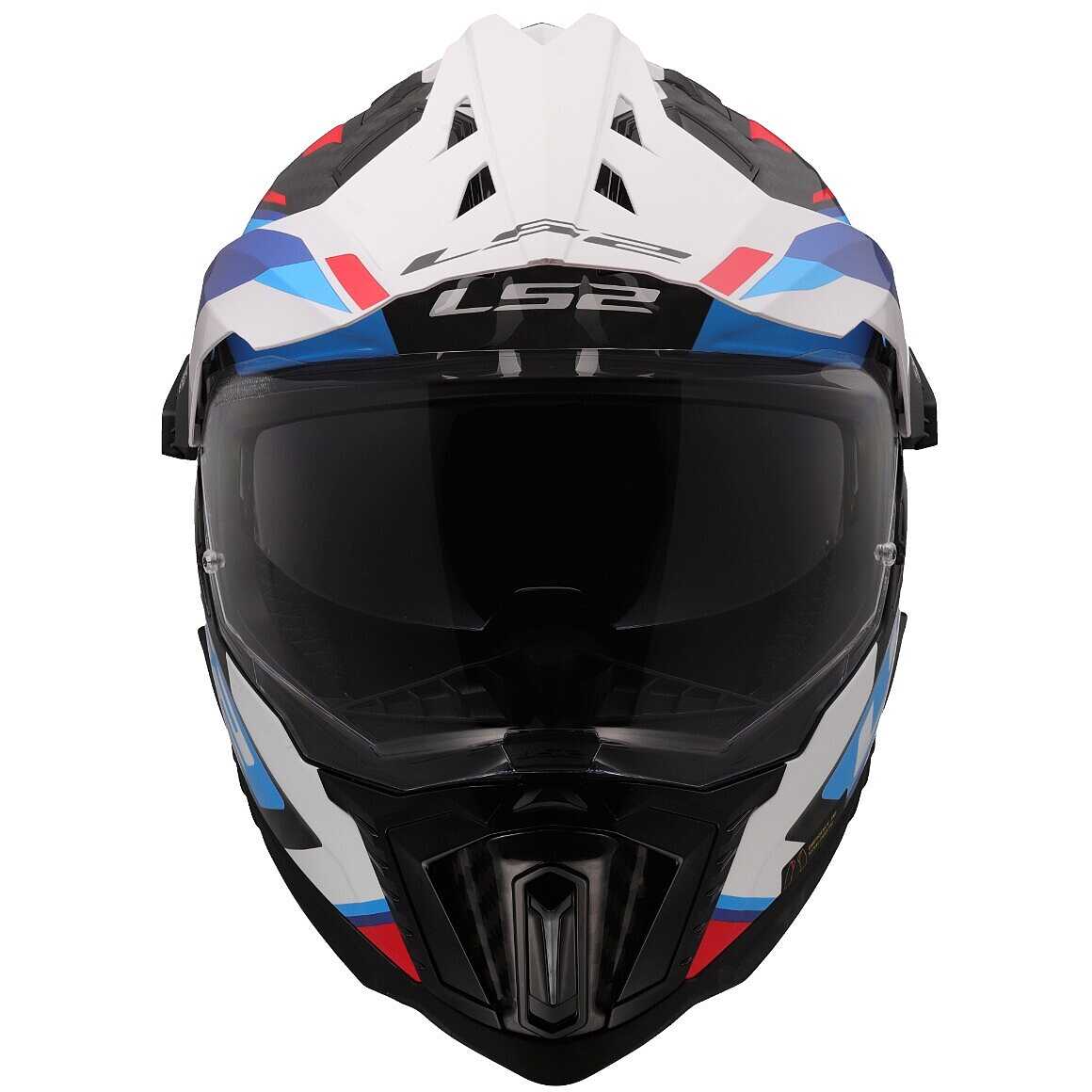 Casque de moto intégral tout-terrain LS2 MX701 EXPLORER C FRONTIER II en carbone blanc bleu ...