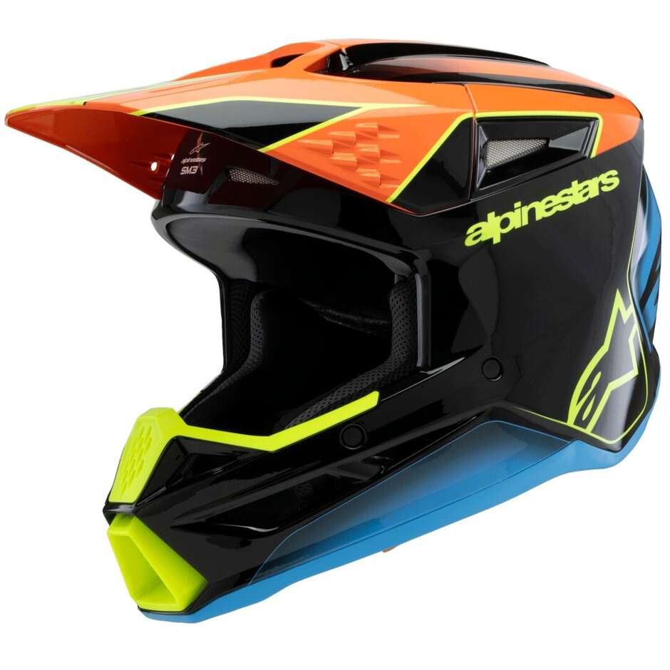 Casque Moto Cross Enduro Enfant Alpinestars SM3 YOUTH FRAY Noir Orange Fluo Jaune G Vente en ...