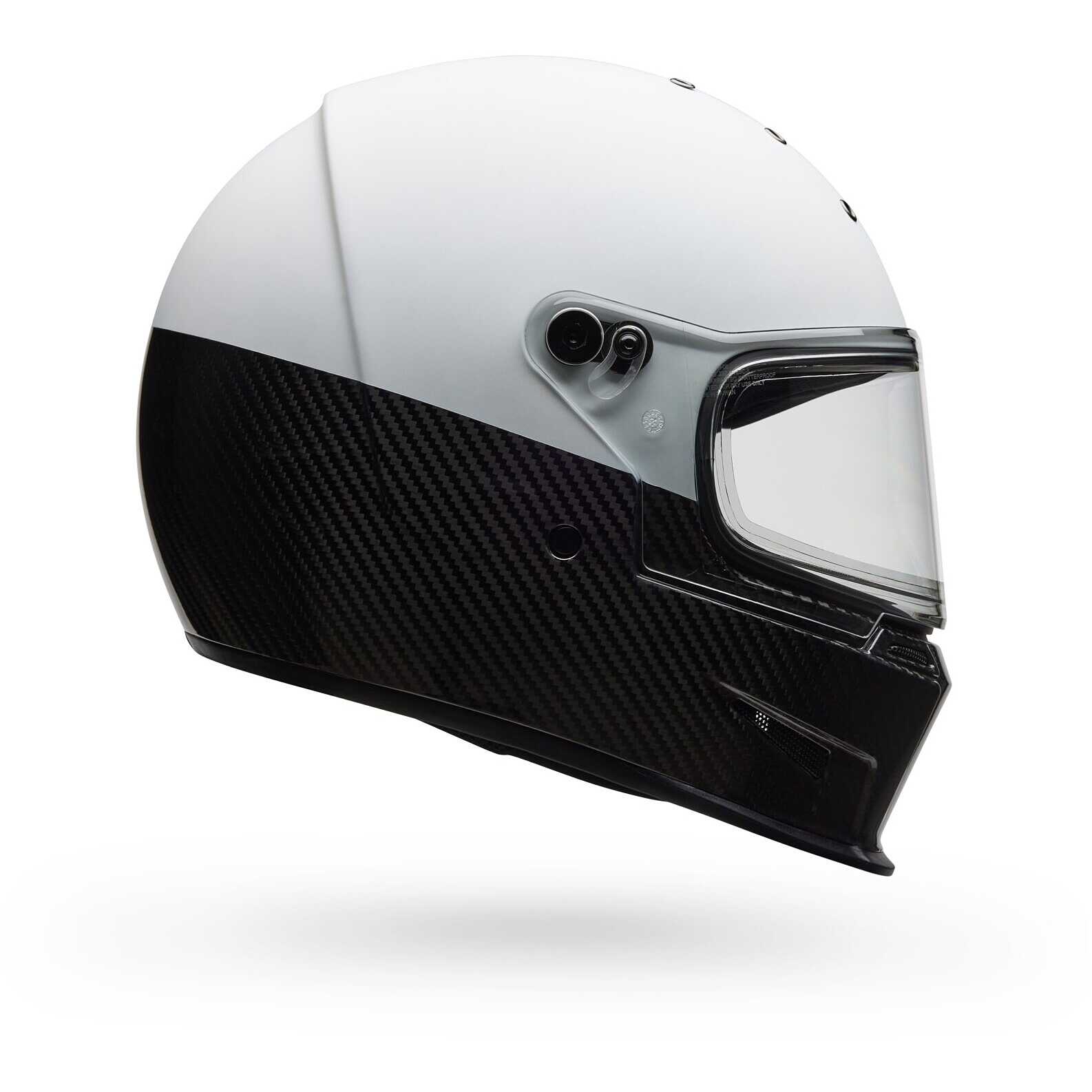 Casque moto intégral Bell ELIMINATOR CARBON DIVERGE, blanc, noir mat ...