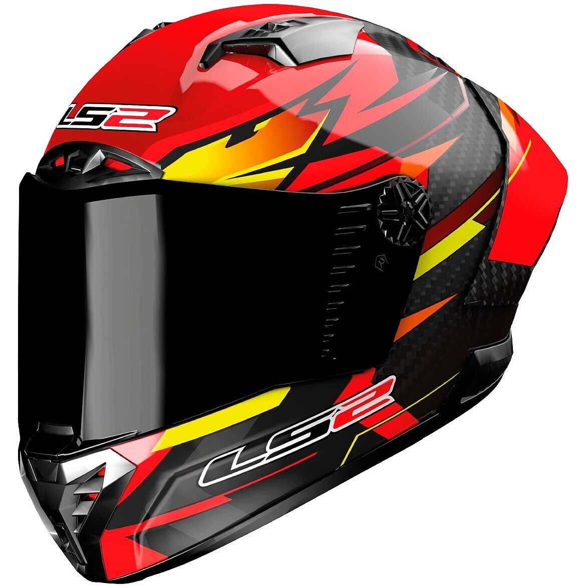 Casque Moto Intégral Ls2 FF805 THUNDER C GP FIRE Carbone Rouge Noir ...