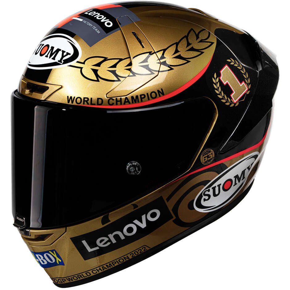 Casque Moto Intégral Racing Suomy SR-GP PECCO WORLD CHAMPION 2022 GOLD ...