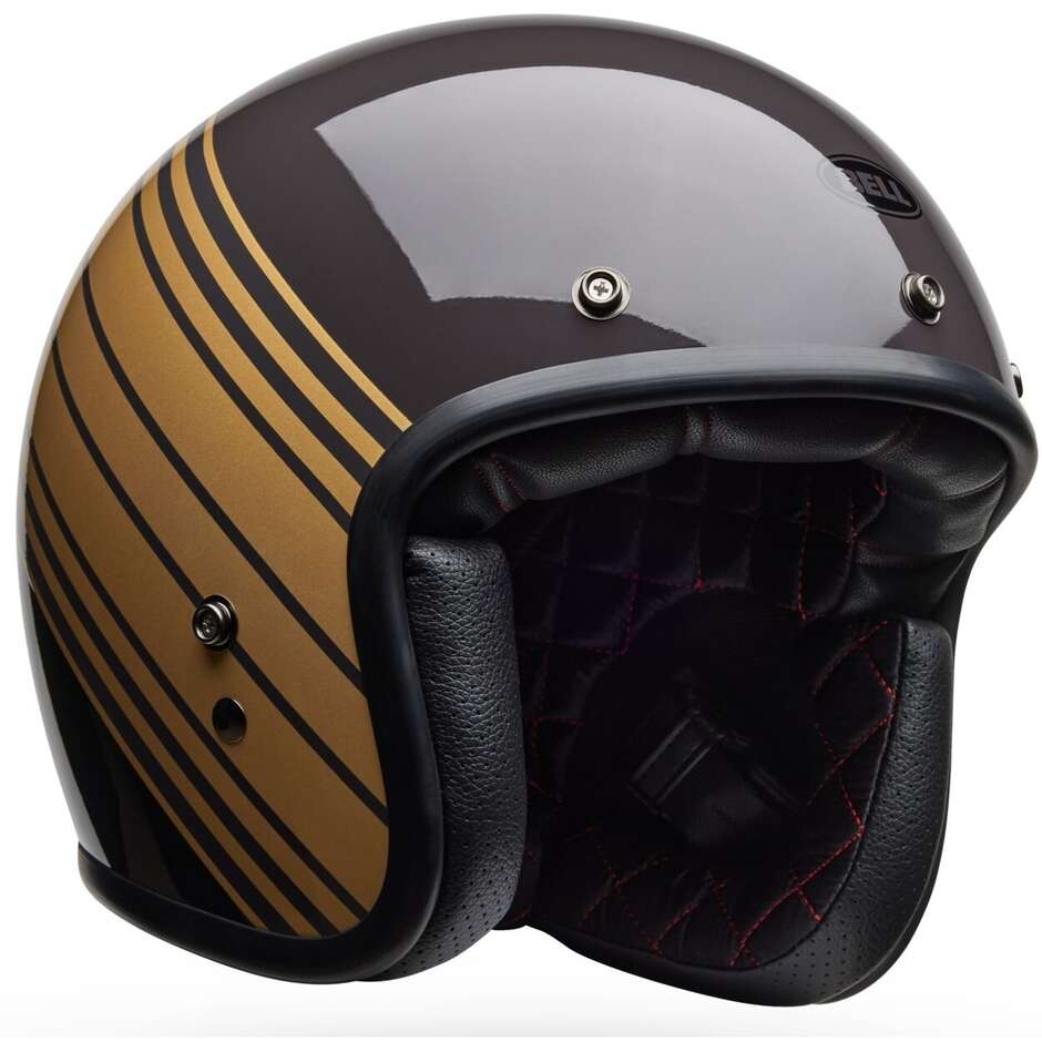 Casque moto jet Bell CUSTOM 500 EDGE Café Racer Marron Or Vente en ...