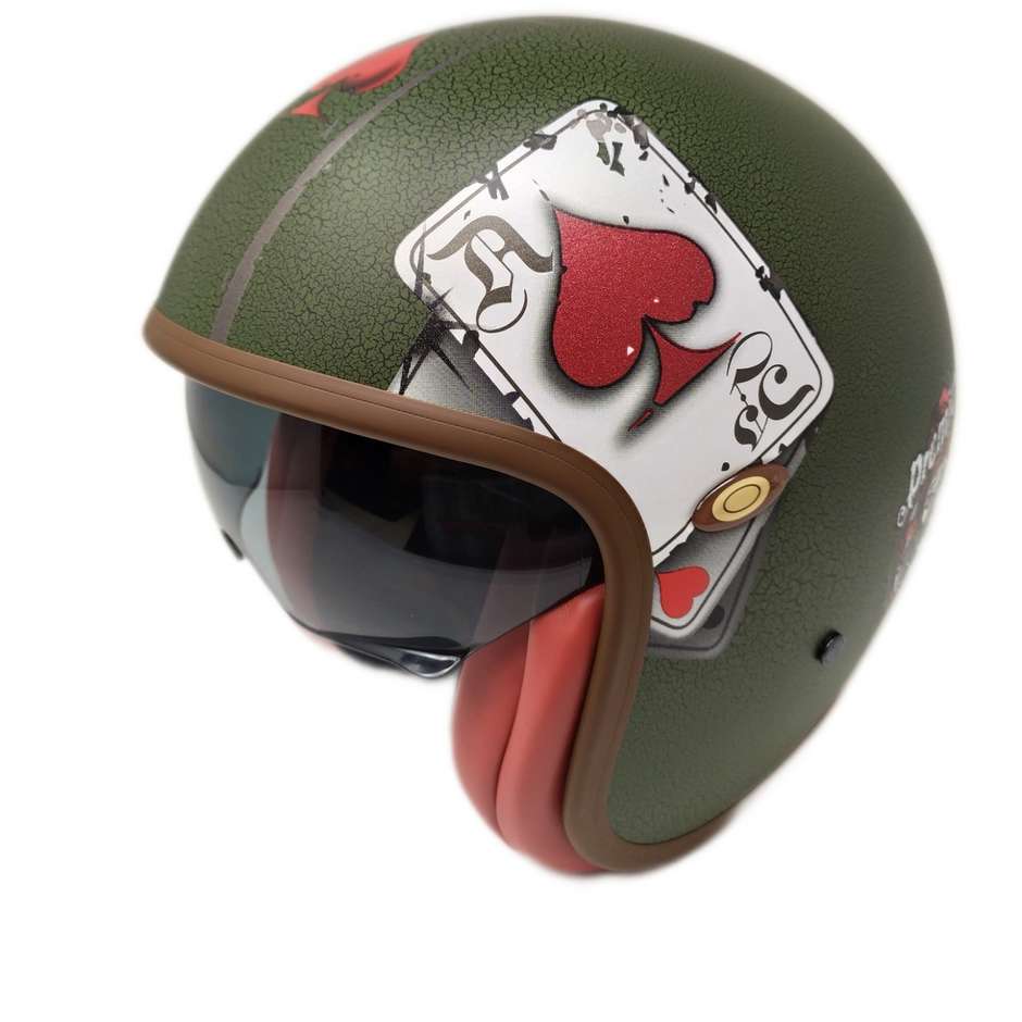 Casque Moto Jet Custom Premier VINTAGE J8 PIT GREEN BM Limited Edition ...