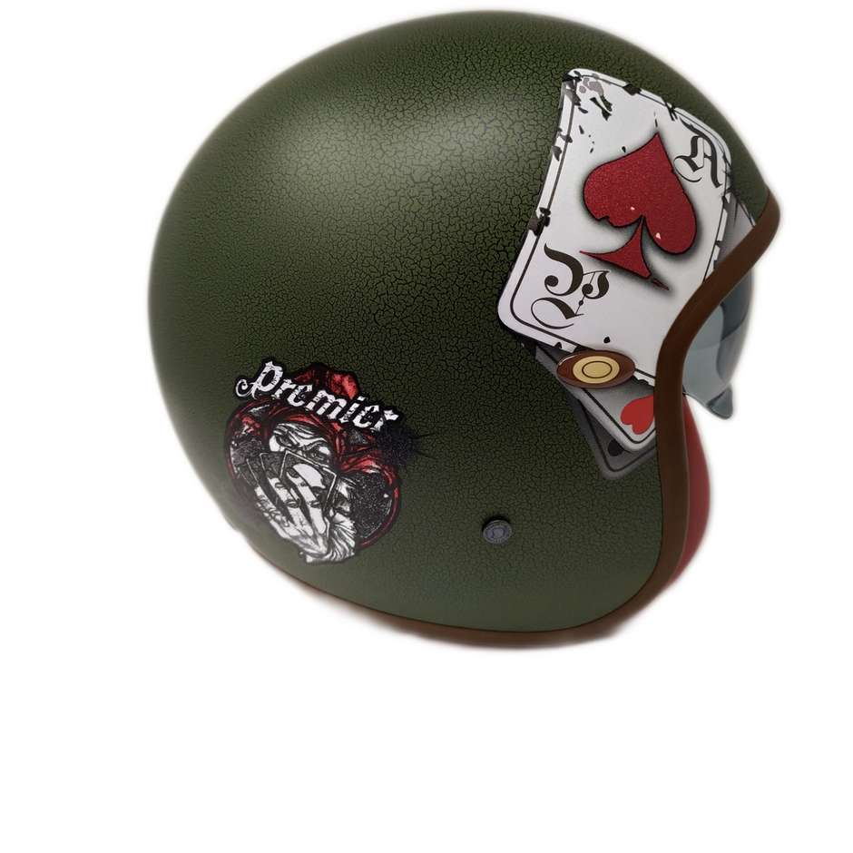 Casque Moto Jet Custom Premier VINTAGE J8 PIT GREEN BM Limited Edition ...