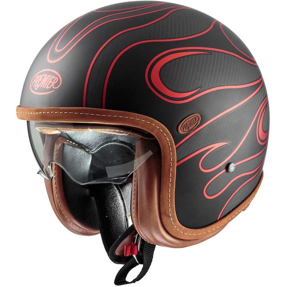 Casque Moto Jet en Carbone Premier VINTAGE PLATINUM ED. CARBONE FR ...