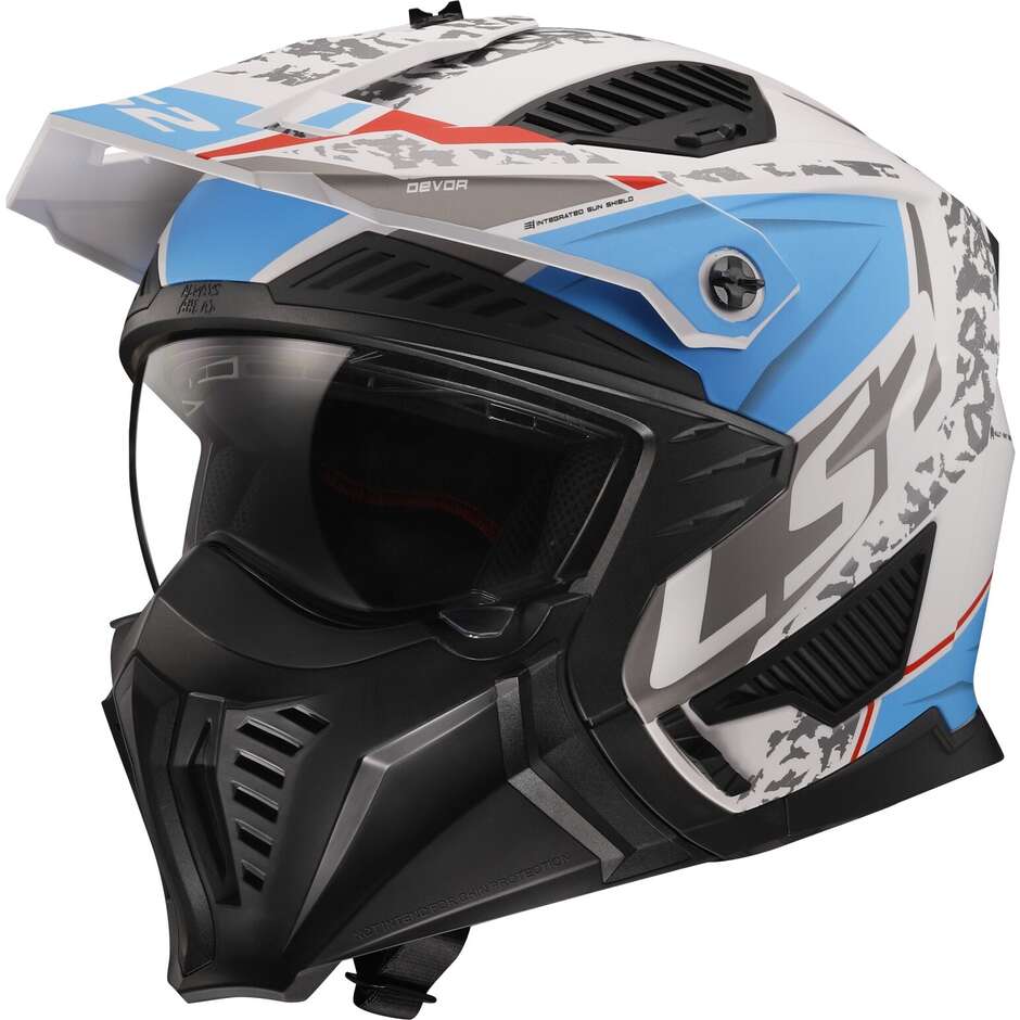 Casque Moto Jet Ls2 OF606 DRIFTER DEVOR Blanc Bleu Opaque Vente en ...