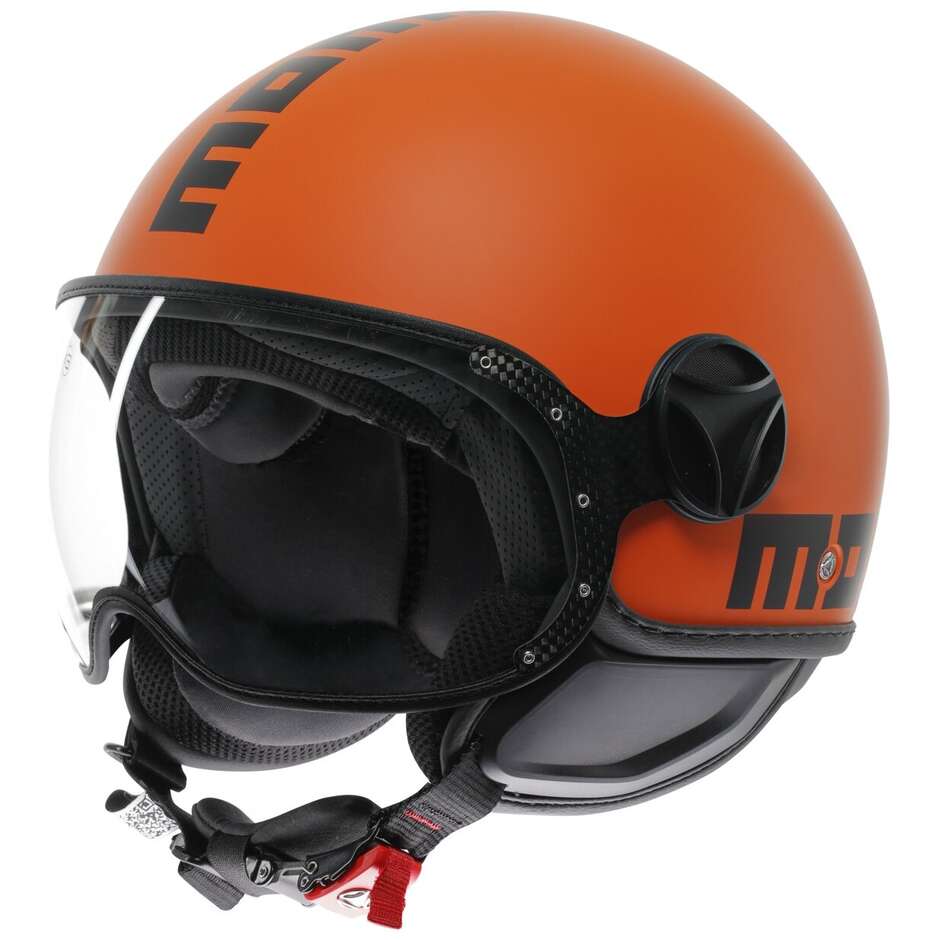 Casque Moto Jet Momo Design FGTR CLASSIC Mono Orange Noir Mat Vente en ...