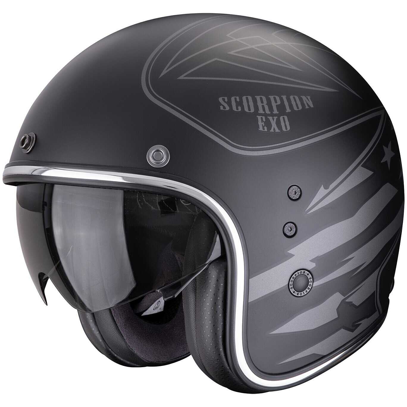 Casque moto jet Scorpion BELFAST EVO DAWG noir mat argent Vente en ...