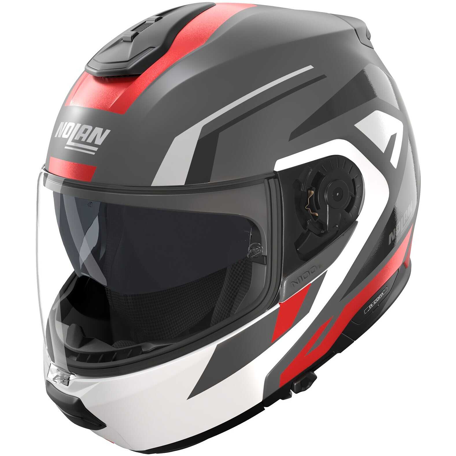 Casque moto modulable Nolan N100-6 CINETICO 361 P/J Gris mat Blanc ...