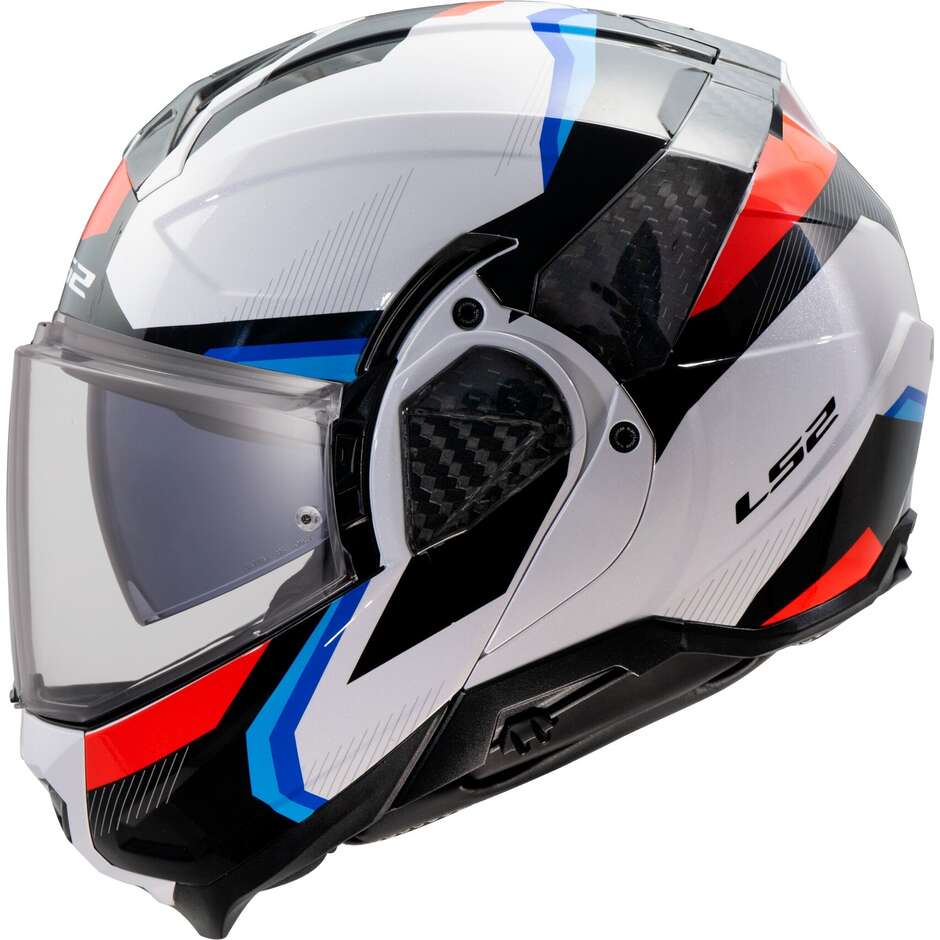 Casque moto modulable P/J LS2 FF910 ADVANT II TRIPLE Blanc Bleu Rouge ...